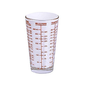 Kolder Mix N Measure Glass, Multi-Purpose Liquid and Dry Measuring Cup, 6 Units of Measurement, Heavy Glass, Red