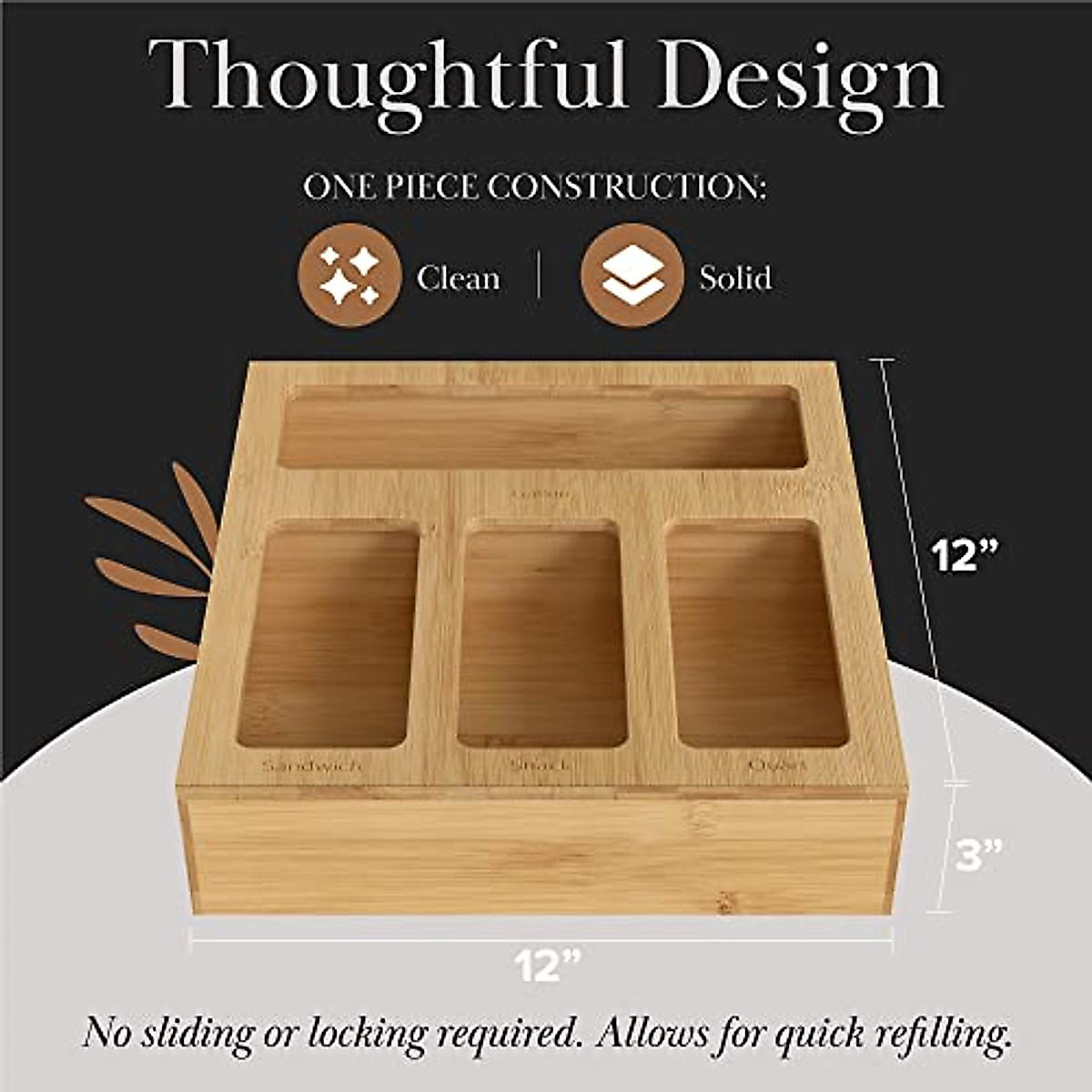 Ziplock Bag Organizer For Drawer With Hanging Strips for Drill Free Mouting | Kitchen Storage Pantry Organizer Compatible with Ziploc Hefty Suitable for Sandwich Bag Snack Quart Gallon Bags