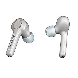 Sharp HP-TW30 True Wireless Noise Cancelling Splashproof Earphone, Pearl White