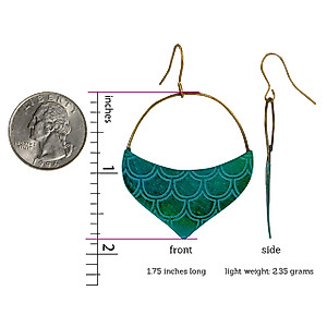 SPUNKYsoul Mermaid Hoop Scale Artsy Fashion Earrings for Women Gold Silver Bronze or Teal (Teal)