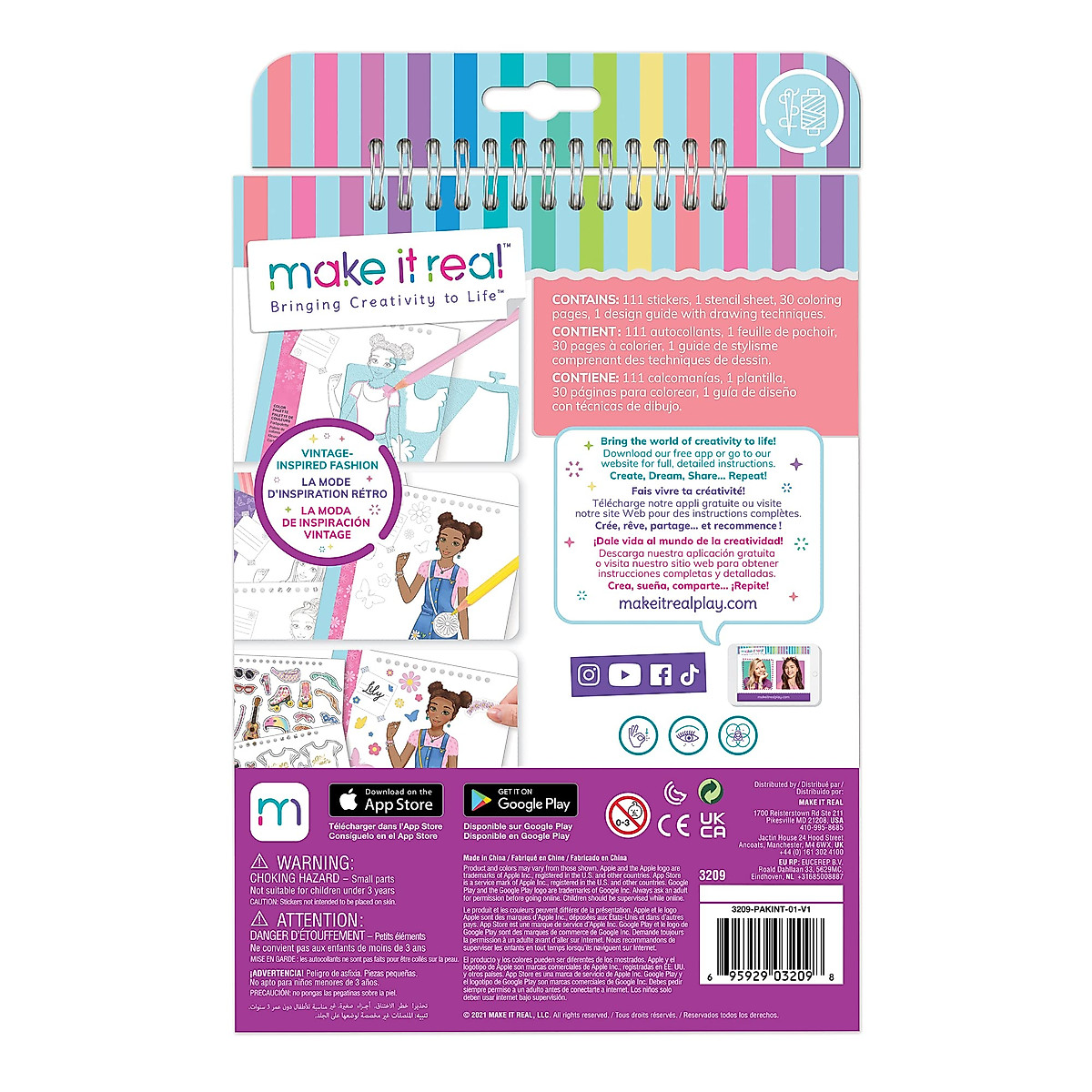 Make It Real - Fashion Design Sketchbook: Blooming Vibes - Fashion Sketchbook for Girls - Kids Fashion Design Kit - Fashion Designer Kits for Girls - Fashion Coloring Book for Girls 6-8-10-12-14