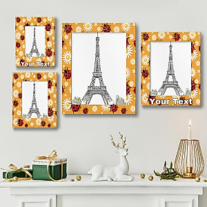 Herdesigns Ladybugs Daisy 8x10 Picture Frame Personalized Custom Text Name Red Ladybugs Wooden Picture Frame for Wall and Tabletop Display, Photo Picture Frame Customized Gift