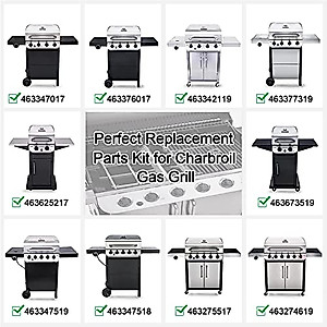 Grill Burners Replacement Parts for Charbroil 463347017 463361017 463277017 463673017 463376217 463342119 463376018P2 , Heat Plate Tend Shields, Crossover Tubes for Charbroil Performance 4 Burner
