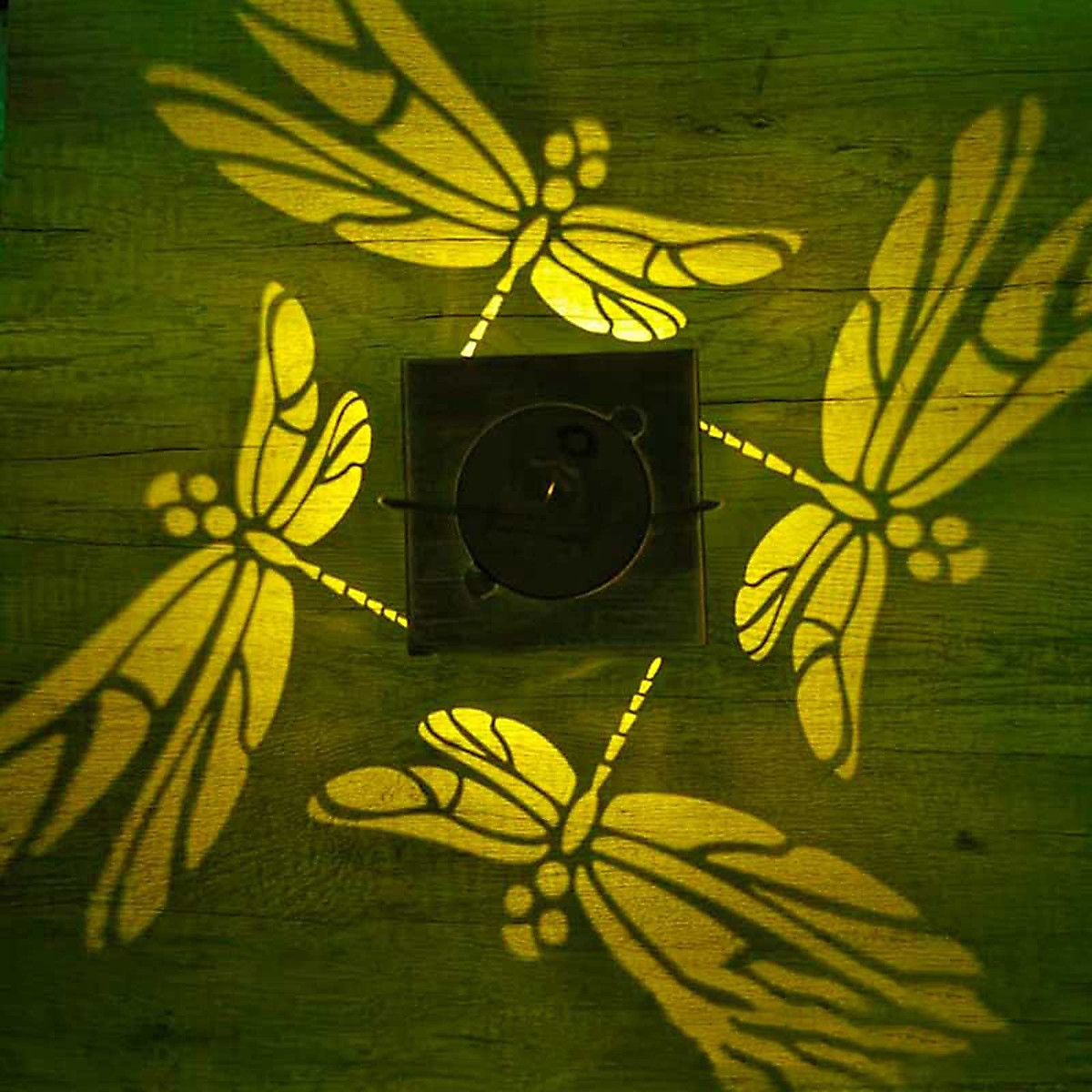 2 Pack Solar Lantern, Outdoor Hollow Dragonfly Hanging Lamp Garden Iron Lawn Projection Lamp, Waterproof Led Flashing Flameless Candlestick Task Lamp, Used for Porch Courtyard Lawn Passage