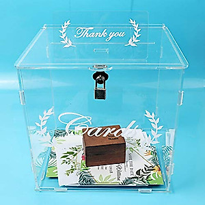OurWarm Wedding Card Box for Wedding Reception, Clear Card Boxes with Lock, Gift Card Box Money Box Holder For Reception Anniversary Shower Rustic Wedding Decorations Birthday Graduation