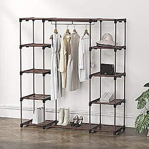 Simple Houseware Wardrobe Portable Closet Clothes Rack Shelf Organizer, Bronze