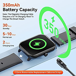 Smart Watch 1.96″ with Bluetooth Call Message Alert, Smart Watch for Men with Heart Rate Blood Pressure Blood Oxygen Sleep Body Temperature Monitoring, 350mAh with 100+ Sports Modes for iOS, Android