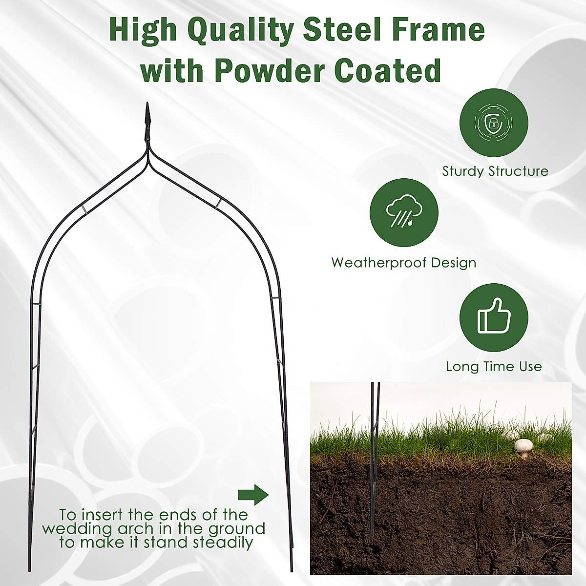 Giantex Set of 2 Metal Garden Arbor Wedding Arch, 8.4 Ft High x 4.6 Ft Wide, Pergola Arbor for Climbing Plant Roses Vines, Indoor Outdoor Garden Patio Bridal Party Decoration Wedding Arch (2)