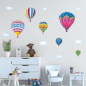 DECOWALL SG-1301N 6 Hot Air Balloons in The Sky Kids Wall Stickers Wall Decals Peel and Stick Removable Wall Stickers for Kids Nursery Bedroom Living Room d?cor