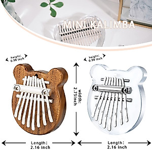 2 Pack Mini Kalimba Thumb Piano 8 Keys,Portable Solid Wood and Acrylic Mbira Finger Piano for Kids and Adults,Pocket Musical Gifts for Beginners w/Chain