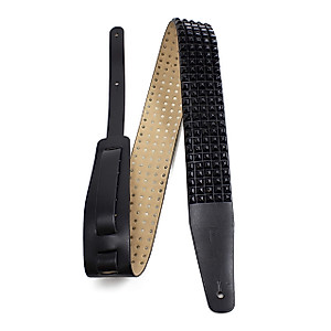 Perri's Leathers Ltd. - Studded Leather Guitar Strap - Adjustable Guitar Strap from 41” to 56″ for Electric, Acoustic, Bass Guitar - Black (P25STUD-7112)
