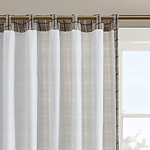Madison Park Anaheim Cabin Plaid Curtain Window, Thermal Insulated Fleece Lining, Living Room Decor Light Blocking Drape for Bedroom, 1-Single Panel Pack, 50" x 95", Rod Pocket, Brown