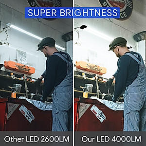 Linkable LED Shop Light, 4 FT Integrated Fixure for Garage, Daylight 5000K, 4000LM, Surface & Suspension Mount, ETL Listed, 4 Pack