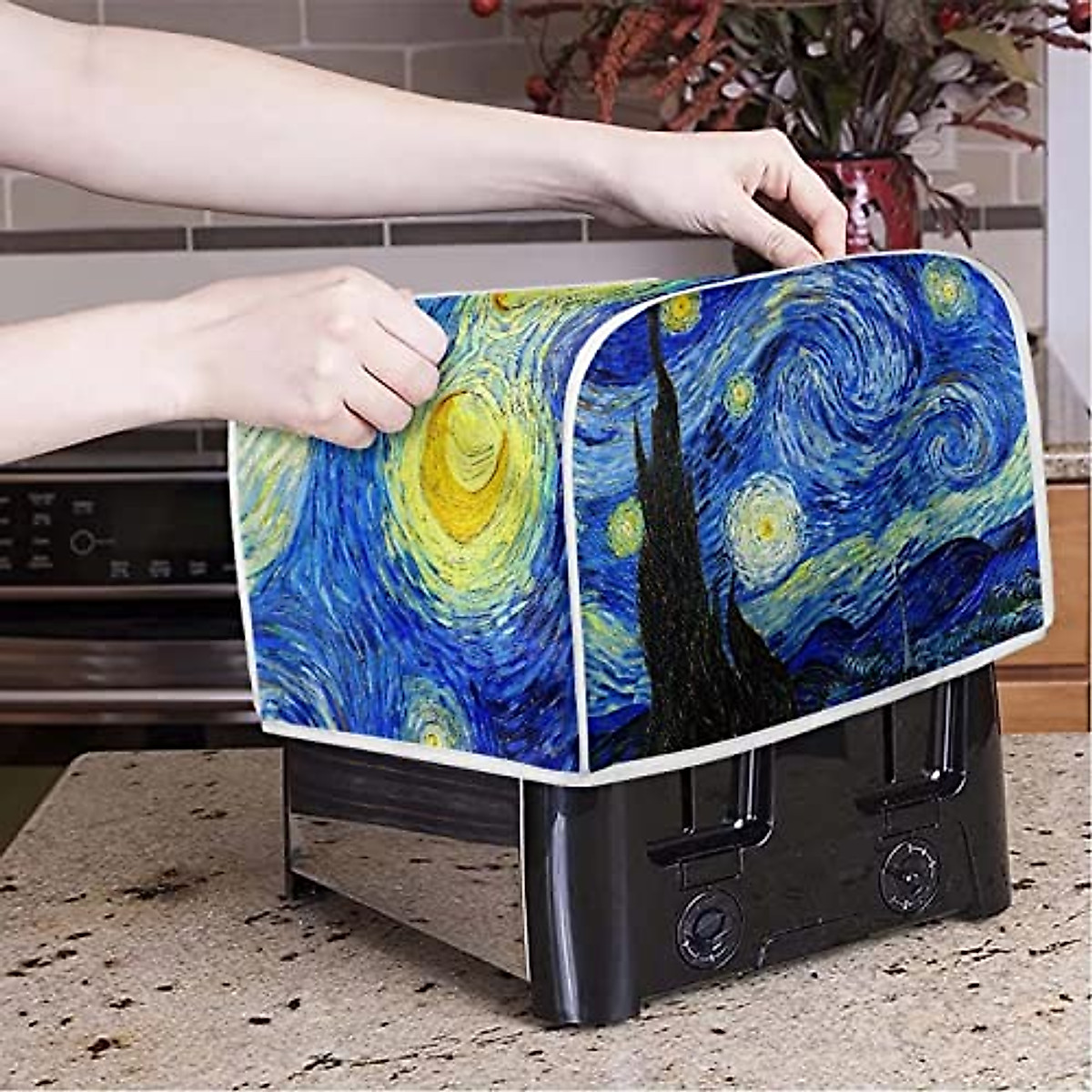 Gomyblomy Van Gogh's Starry Night 4 Slice Toaster Dust Cover Bread Toaster Oven Dustproof Cover Kitchen Bakeware Protector Dustproof Fingerprint Protection