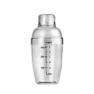 1Pc Plastic Cocktail Shaker with Scale and Strainer Top, Clear Plastic Cocktail Shaker Bottle Wine Mixer Bottle Cocktail Tea Measuring Jigger for Bar Party Home Use (350ml/12oz)