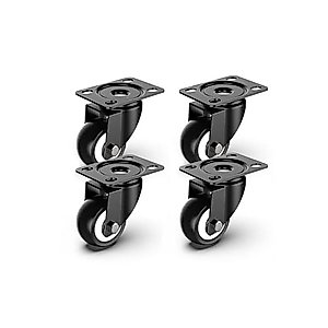 Casters Swivel casters Heavy Duty 1.5Inch Dia Black Polyurethane Swivel Castor Wheels Trolley Furniture Caster Pack of 4 casters Wheels Workbench