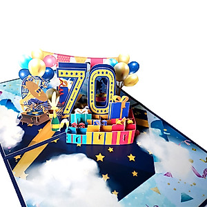 UVATAHONA 70th Greeting Birthday Cards, Pop Up Happy 70th Birthday Card for Him or Her, Cheers 70 Years Old Birthday Cards Best for Husband, Wife, Mom, Dad, Sister, Brother, Friend