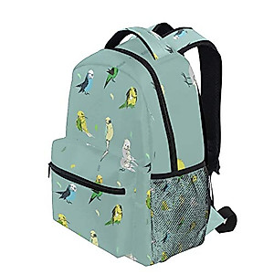 Lightweight Backpack for School, Budgie Bird College Bag Casual Daypack for Travel