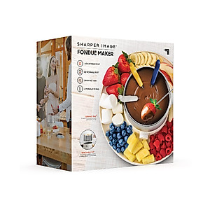 Sharper Image® Fondue Set – Electric Fondue Pot, Adjustable Heat, BPA-Free Stainless Steel, Cheese & Chocolate Fountain, Housewarming & Wedding Gift, Home Essentials Kitchen Gadgets, Mini Appliances