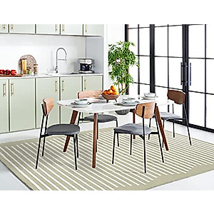 SAFAVIEH Montauk Collection 6' x 9' Light Green/Ivory MTK313W Handmade Flatweave Boho Farmhouse Cotton Modern Stripe Living Room Dining Bedroom Area Rug