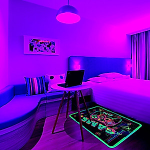 KMkicme Gaming Area Rug for Bedroom Gamer Rug for Boys Room Decor Video Game Printed Carpet Glow in The Blacklight Rug for Playroom Non-Slip Area Rug Kids Girls Gamer Room Casual Mat 23x35 Inch