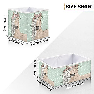 Kigai Flower Horse Storage Basket Cube Box Foldable Canvas Storage Basket for Clothes Storage,Toy Box,Home Storage