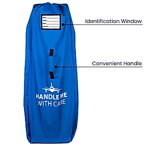 Travel Gate Check Bag For Airplane - Umbrella Stroller Size 45x12x16 600D Nylon Waterproof, Adjustable Shoulder Strap, Blue
