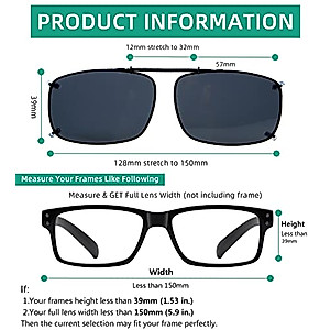 Eyekepper Large Clip On Sunglasses With Spring Draw Bar Polarized Grey Lens 57x39MM