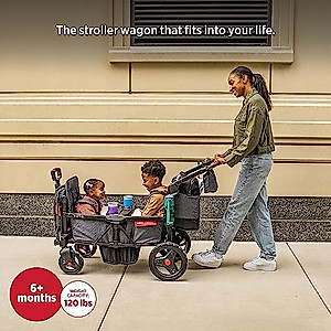 Radio Flyer Voya Stroller Wagon, 2 Seater Wagon Stroller for Kids with Low Sides, Baby Stroller Wagon, Double Stroller