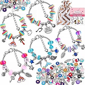 85 Pcs Charm Bracelet Making Kit, Acejoz DIY Charm Bracelets Beads for Girls, Adults and Beginner Jewelry Making Kit