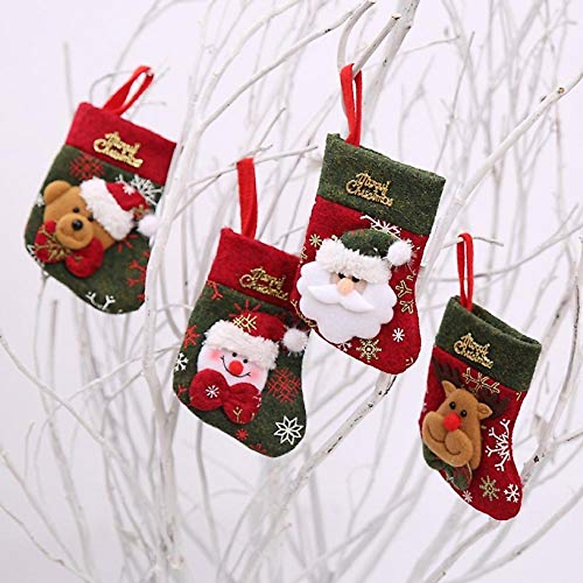4 Pack of Christmas Cutlery Set, Snowman Santa Moose Knife and Fork Bag Cover Flatware Silverware Holders Xmas New Year Party Table Decoration Ornaments Socks