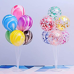 ZERIRA 4 Sets of Balloon Stand Kits, Reusable Clear Balloon Stand with Base Balloon Table Floor Stand for Birthday Party Baby Shower Wedding Anniversary Decoration
