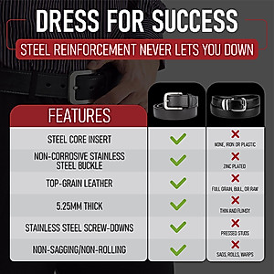 VICI Tactical Men's Steel Core Leather Gun Belt for Concealed Carry 36, Black