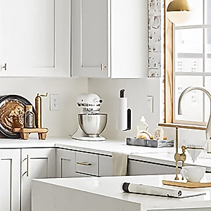 Paper Towel Holder Under Cabinet, Wall Mount Under Counter Paper Towel Holder, Self Adhesive or Drilling, Hanging Paper Towel Rack for Kitchen, Bathroom, RV (Black)