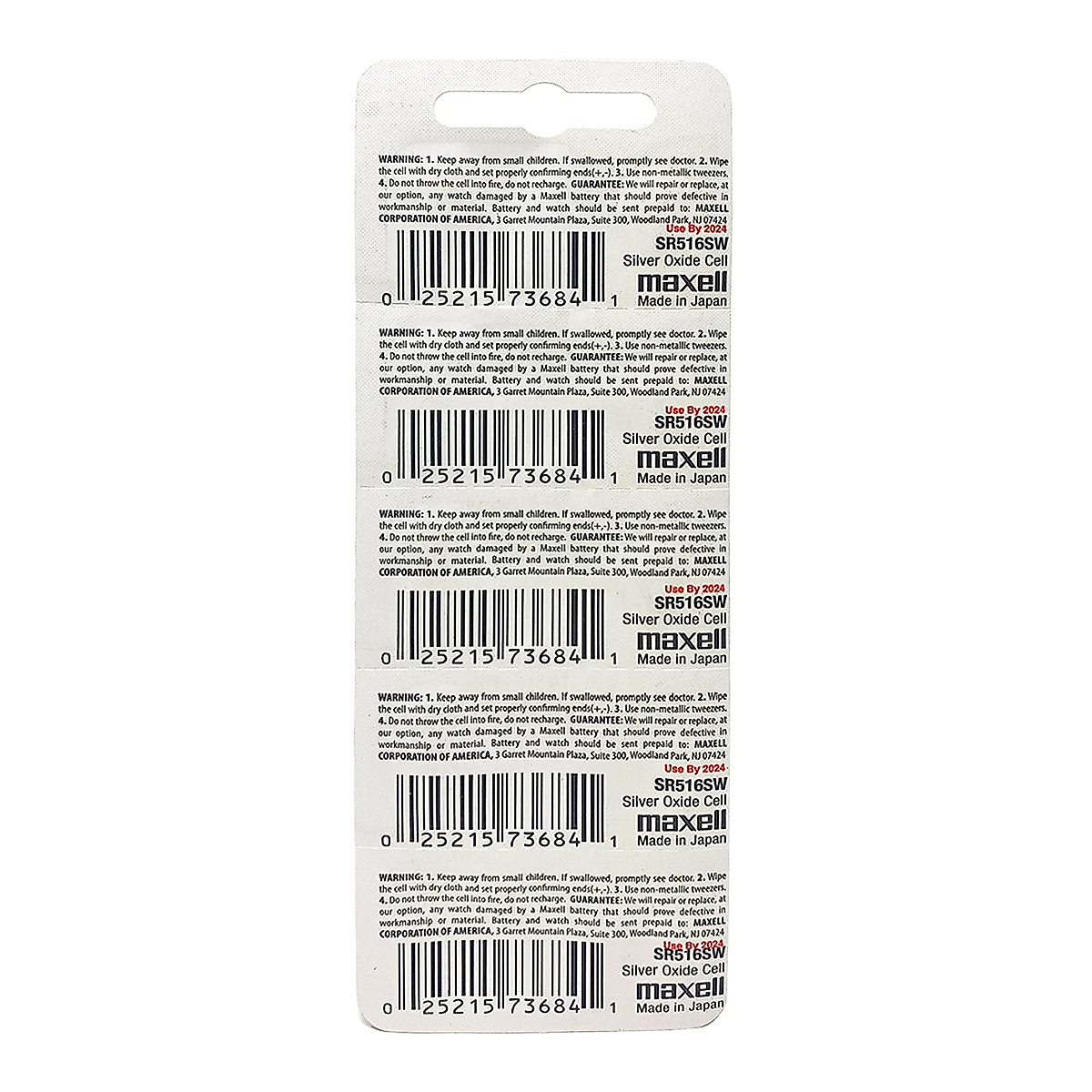 Maxell Watch Battery Button Cell SR516SW 317 Pack of 5 Batteries