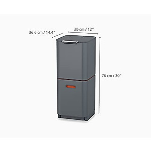 Joseph Joseph Intelligent Totem Compact Waste Separation & Recycling Unit-Graphite, 40 Liter/10.6 Gallon