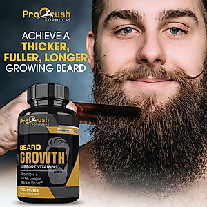 Beard Growth Support Supplement- Grow Fuller, Longer, Thicker, & Healthier Facial Beard & Mustache Hair. Natural Supplement Vitamin with Biotin for Men.