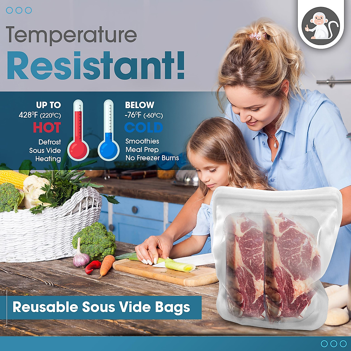 Silicone Food Storage Bag 102oz. XXL [Set of 2] Reusable Freezer Bags - Zero Waste Food and Container Lids Reusable Silicone Containers with Lid, Sous Vide, Extra Large Bags