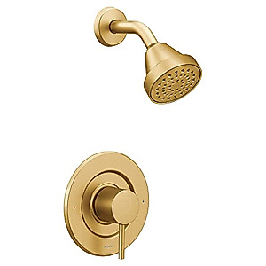 Moen Align Brushed Gold Pressure Balancing Modern Shower Trim Kit with Showerhead and Shower Lever Handle (Posi-Temp Valve Required), T2192BG