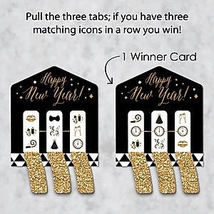 Big Dot of Happiness New Year’s Eve - Gold - New Years Eve Party Game Pickle Cards - Pull Tabs 3-in-a-Row - Set of 12