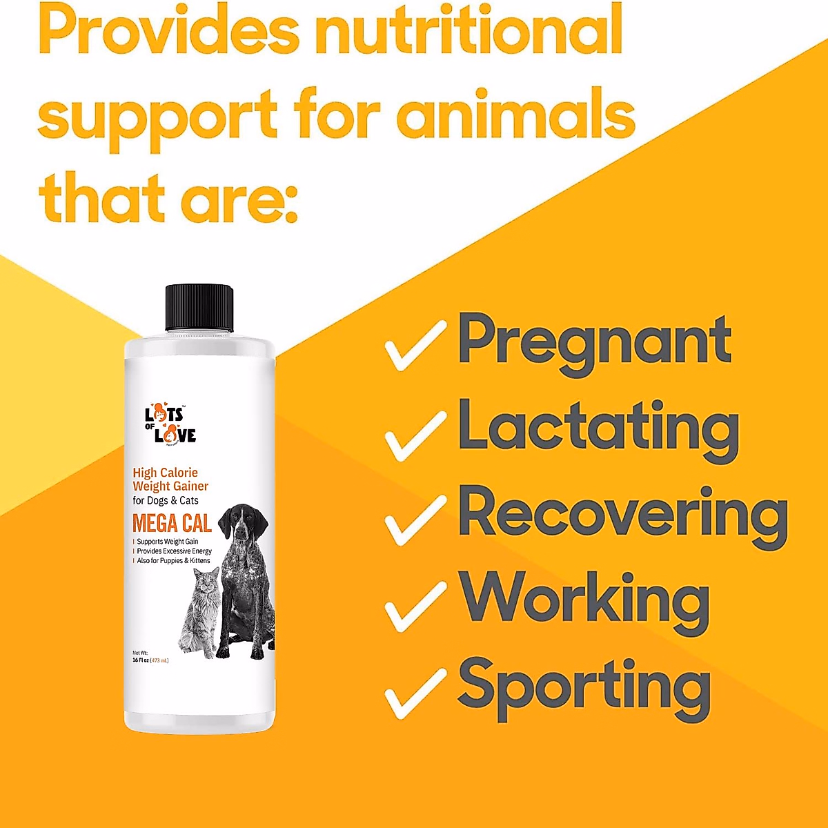 Mega Cal - High Calorie Dog Weight Gainer Supplement, Supports Healthy Weight Gain & Weight Management in Dog Food (Thomas Labs Earlier) 16 fl oz