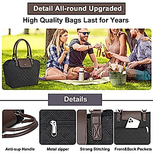 Lunch Bags for Women Insulated Lunch Tote Fashionable Large Lunch Cooler Bag Reusable Wide-Open Lunch Box for Work Shopping Picnic Hiking
