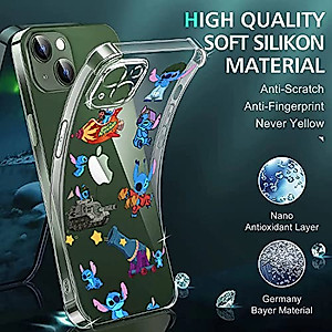 MOBRWUVS Cartoon Case for iPhone 14 Pro Max,Cute Stitch 3D Animal Character Anti-Bump Shockproof Transparent Protective Cover Suitable for Boys and Girls Teenage