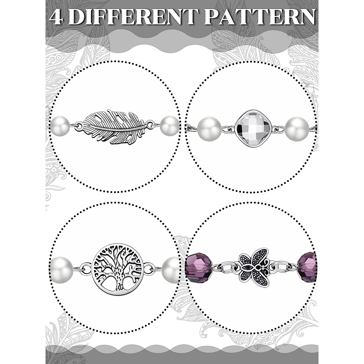 4 Pieces Vintage Sweater Shawl Clips Retro Cardigan Collar Clips Dress Shirt Brooch Clips for Women Wearing, 4 Styles(Pearl Butterfly Style)