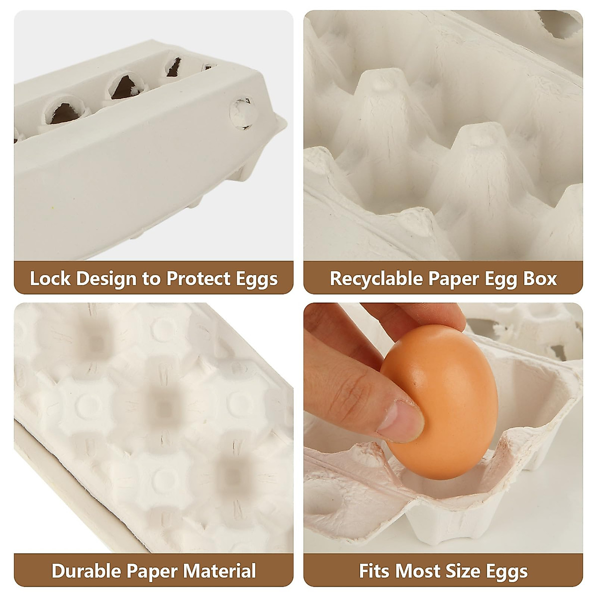 22 Pcs 12 Count Egg Cartons Cheap Bulk Empty Cardboard Egg Cartons Paper Egg Cartons for Chicken Egg, Fresh Egg and Sale, with Sticker