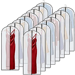 20 Pcs Garment Bags for Hanging Clothes Bulk Clear Zippered Hanging Garment Covers Bags Suit Protector Cover Dress Bags Storage Bags for Clothes Long Dress Suit Coat Costumes Uniforms (24 x 60 Inch)