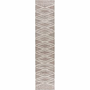 Tigris Collection Nikea Geometric Southwestern Farmhouse Living Room Bedroom Area Rug - Vintage Distressed - Boho Aztec Tribal Pattern - Ivory, Beige, Gray - 6'7" x 9'