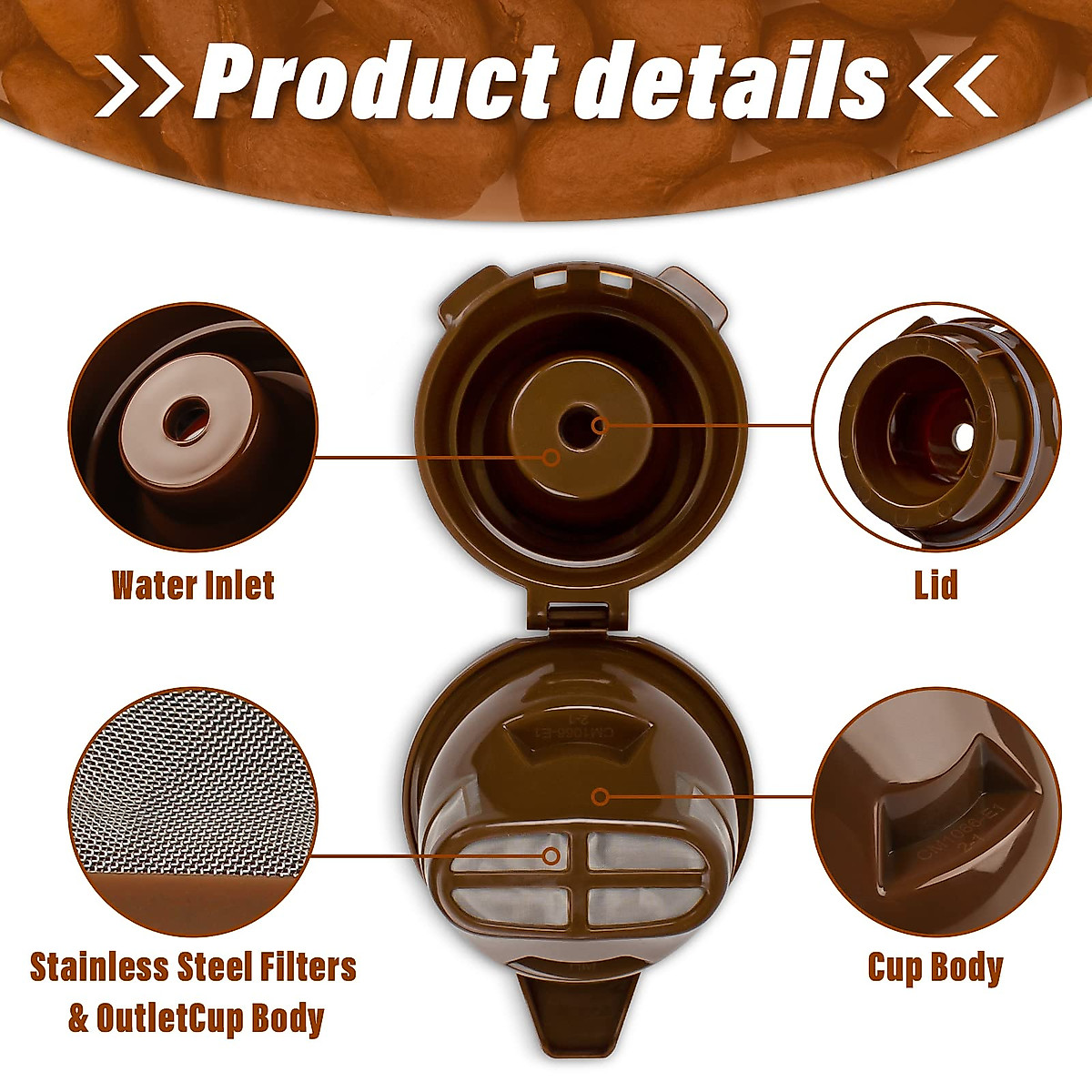Single Serving Ground Coffee Brew Filter/Holder Basket for Hamilton beach flexbrew replacement parts 49957 49974 49976 49979 49957 49954 49947 49940 49950 49966 49968 Reusable coffee filter Brown (2)