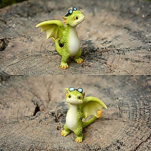 ZHF Rex Green Dragon-Mini Collection Fantasy Statue Cute Dragon Statue Landscape Small Sculpture Garden Crafts Desk Decoration Desk Decoration Home Collectibles (F)