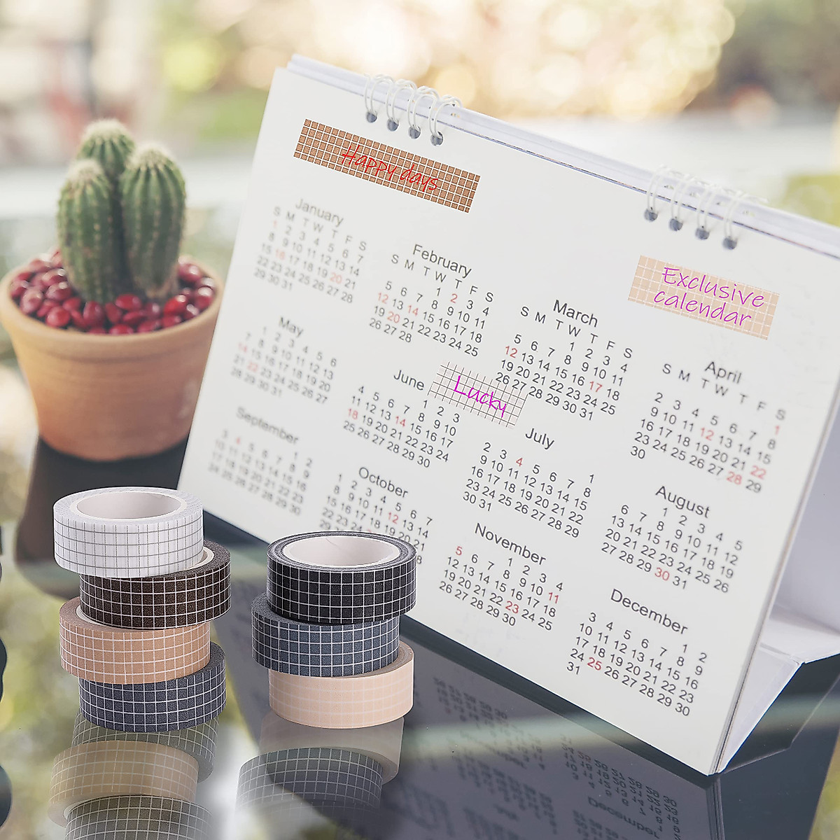 Mr. Pen- Grid Washi Tape Set, 7 Rolls, 0.6", Washi Tape for Journaling, Decorative Tape, Journaling Tape, Craft Tape, Scrapbooking Tape, Decorative Tape for Crafts, Decorative Craft Washi Masking Tape